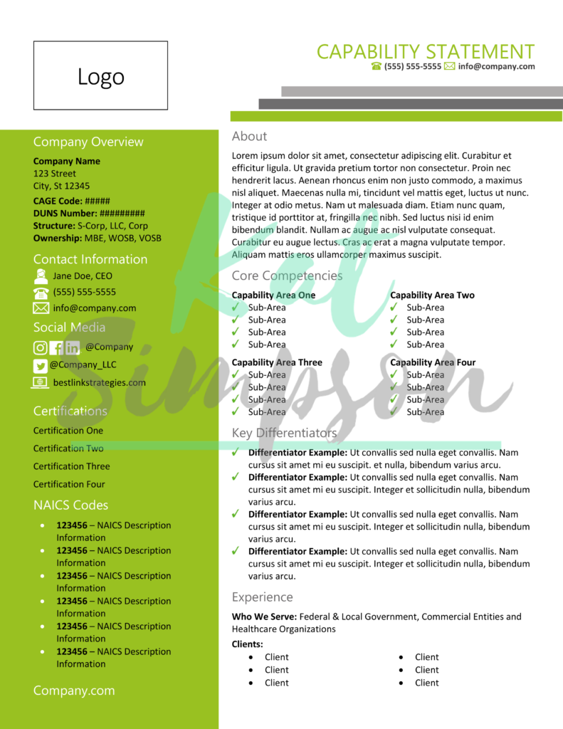Modern Capability Statement Template – CSNI1 Modern Capability Statement Template – CSNI1